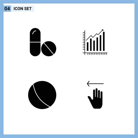 Set Of 4 Vector Solid Glyphs On Grid For Medicine Trends Graph Diagram Ball Editable Vector