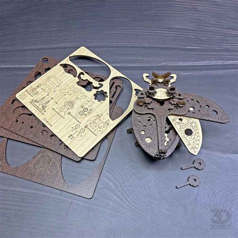 Жук сонечко деревяний 3д пазл у стилі Steampunk для самостійного складання купити в Україні 3dbrt