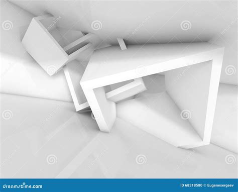 3d Chaotic Cubic Structures Empty Architecture Stock Illustration