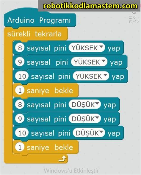 Mblock ile Arduino DERS Çoklu LED yakma tema