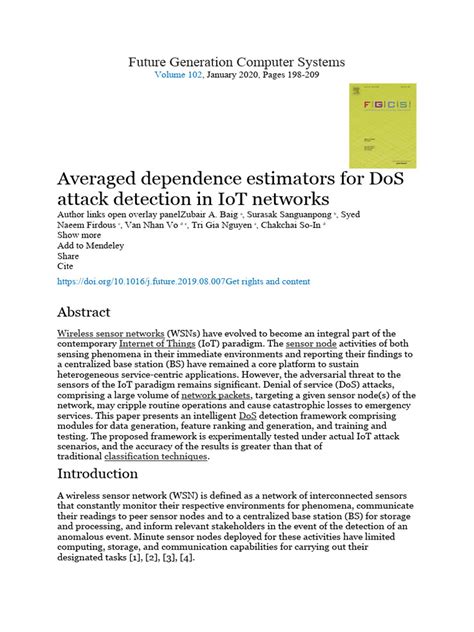 12 Averaged Dependence Estimators For Dos Attack Detection In Iot Networks Pdf Internet Of