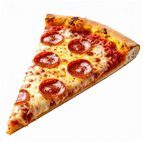 A Slice Of Pepperoni Pizza Presented As A Cutout On A Background Stock