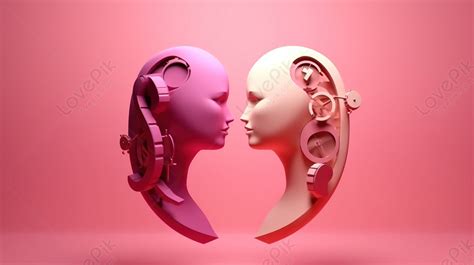 남성과 여성의 머리를 특징으로 하는 성별 기호의 3d 렌더링 그림 특징 배경 기호 그림 배경 머리 배경 이미지 Hd 특징