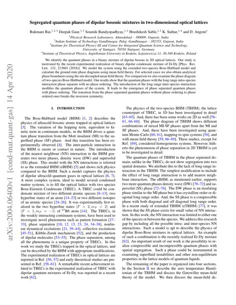 Pdf Segregated Quantum Phases Of Dipolar Bosonic Mixtures In Two Dimensional Optical Lattices