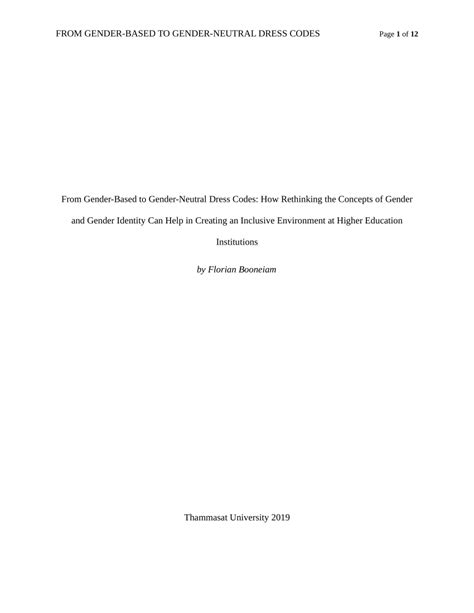 Pdf From Gender Based To Gender Neutral Dress Codes How Rethinking The Concepts Of Gender And