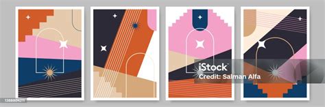 기하학적 균형 모양 현대적인 미니멀 한 아트 프린트가 있는 중반 세기 추상적 인 현대 미학 디자인 0명에 대한 스톡 벡터 아트 및 기타 이미지 Istock