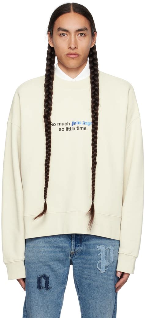 Palm Angels Off White Bonded Sweatshirt Palm Angels