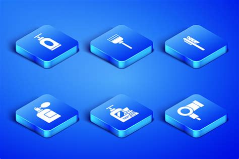 헤어 드라이어 크림 또는 로션 화장품 튜브 면도 젤 폼 및 브러시 분무기가 있는 애프터셰이브 병 헤어브러시 및 아이콘을 설정합니다 벡터 3차원 형태에 대한 스톡 벡터 아트