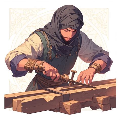 Middle Eastern Boy In His 40s Doing Carpentry Premium Ai Generated Vector