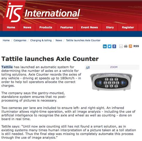 Its International Tattile Launches Axle Counter Tattile Machine Vision Systems And Ai Software