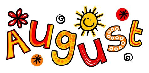Palavra Agosto Clip Art Hello August August Month Vector Flowers