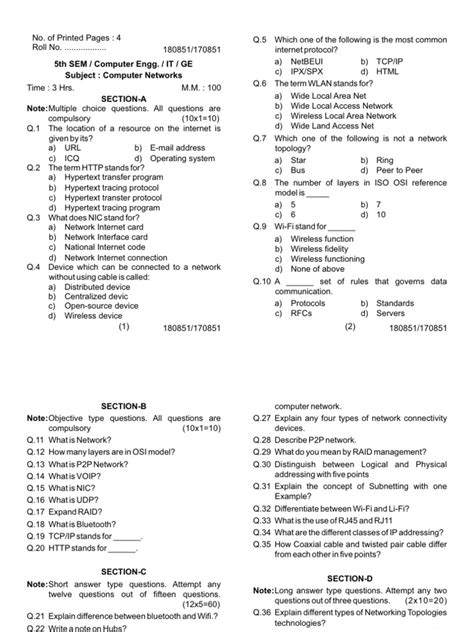 subject computer networks 5th sem computer engg it ge