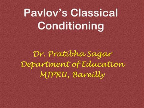 Pavlov Classical Conditioning Pdf