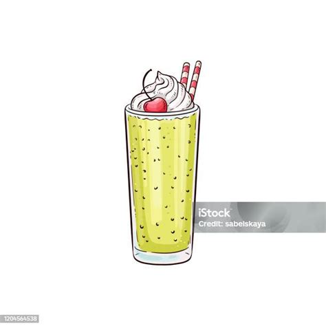휘핑 크림과 체리 스케치 벡터 일러스트 레이션 분리 밀크 쉐이크 거품 내기에 대한 스톡 벡터 아트 및 기타 이미지 거품 내기 과일 귀여운 Istock