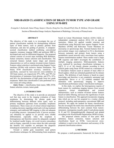 Pdf Mri Based Classification Of Brain Tumor Type And Grade Using Svm Rfe