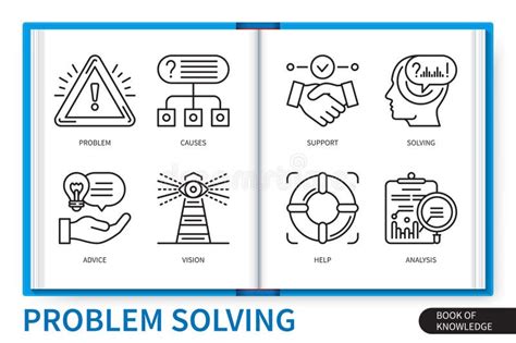 problem solving infographics linear icons collection stock illustration