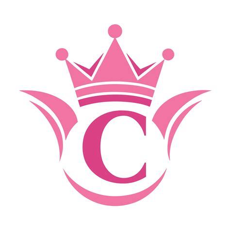 Pink Crown Logo Stylized C Letter Elegant Design Royal Emblem Feminine Branding Minimalist
