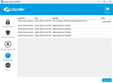 Zscaler Client Connectorのセルフ サービス通知 Zscaler