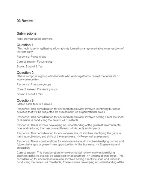 Review Assignment Review Submissions Here Are Your Latest Answers Question This