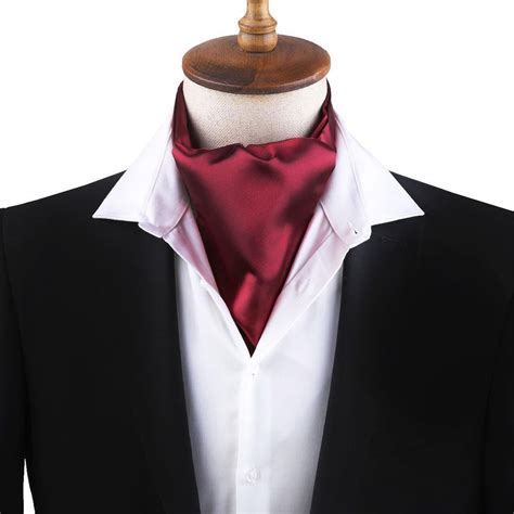 Mens Satin Ascot Tie Elegant Burgundy Cravat For Formal And Vintage