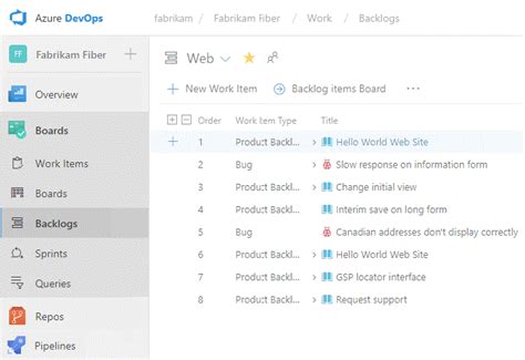 navigate to an application or functional area azure devops