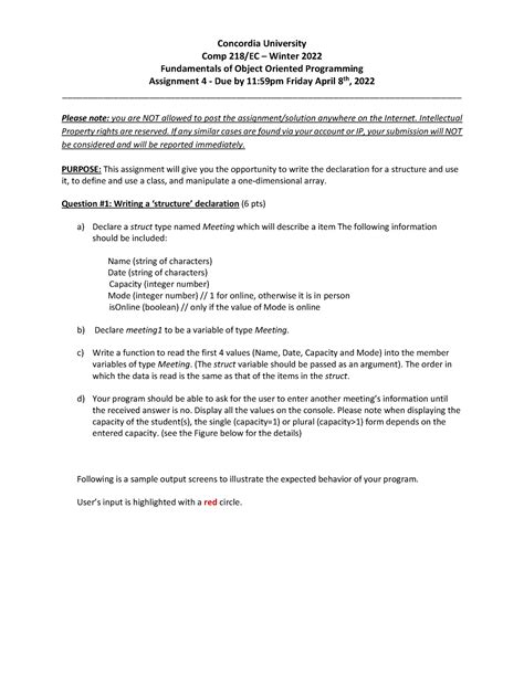 2022 Comp218 Assignment 4 Instructions Concordia University Comp 218