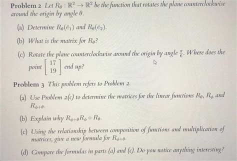 Solved Problem Let Rθ R R be the function that rotates Chegg
