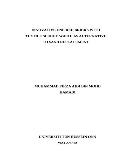 Muhammad Firza Aidi Bin Ohd Hamadi Final Year Project Pdf Brick