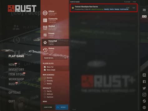 how to connect to your rust server shockbyte