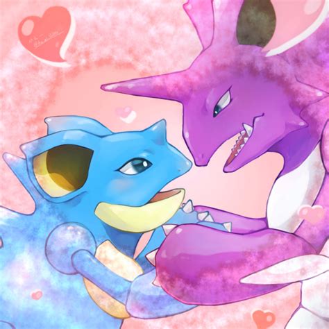 Ka Ei Volltis Nidoking Nidoqueen Nintendo Pokemon Highres Artist Name Blue Eyes Blush
