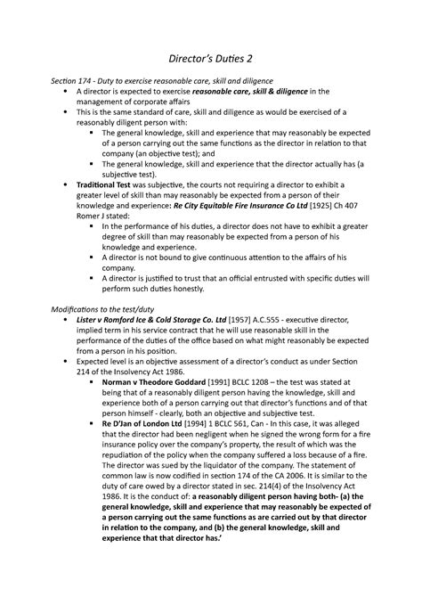 Directors Duties 2 Lecture Notes Week 20 Directors Duties 2