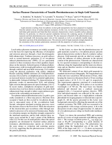 Pdf Surface Plasmon Characteristics Of Tunable Photoluminescence From