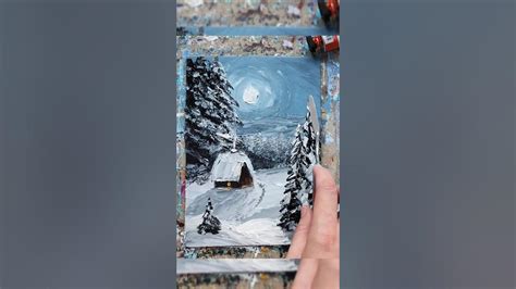 как написать зимнюю ночь в лесу с домиком Youtube