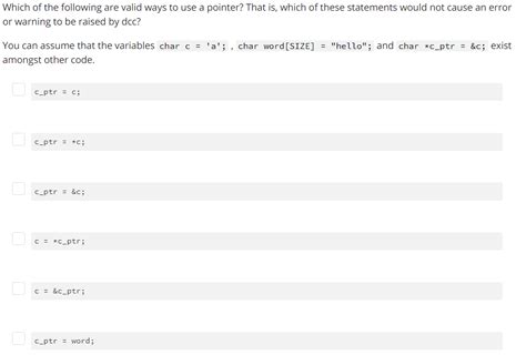 Solved Which Of The Following Are Valid Ways To Use A Chegg