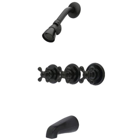 Kingston Brass Victorian 3 Handle 1 Spray Tub And Shower Faucet 1 8 Gpm