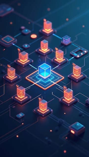 Illustration Business Process Automation With Organizational Chart Hierarchy Workflow Concept