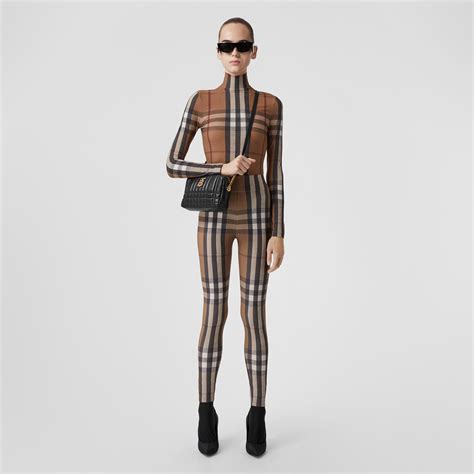 Check Stretch Jersey Leggings In Birch Brown Women Burberry® Official
