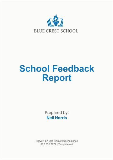 Free School Feedback Report Template To Edit Online