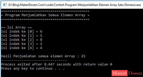 Array Satu Dimensi C Lengkap Contoh Program Dan Penjelasan Materi Dosen