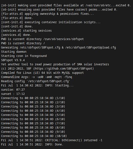 sbfspot bluetooth homeassistant addon share your projects home
