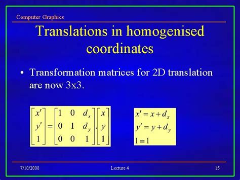 Computer Graphics Lecture 4 Geometry Transformations Computer Graphics