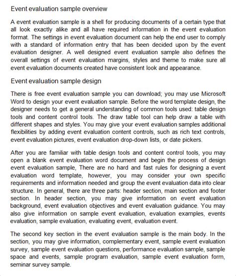 Free 9 Event Evaluation Samples In Pdf Ms Word Excel