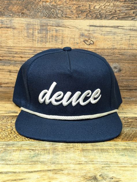 Deuce Golf Cap Hat Mens Navy Blue Script Rope Snapback Ebay