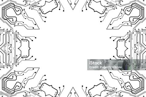 전자 제품 칩 보드 인쇄 회로 기전자 하이테크 모델 디지털 기술 그림 추상 컴퓨터 칩 블랙 흑백 마이크로칩 흰색 배경에 분리 Cpu에 대한 스톡 벡터 아트 및 기타 이미지