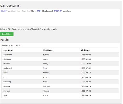 Solved W3schools Sql Online Editor Has A Database With 8 Tables