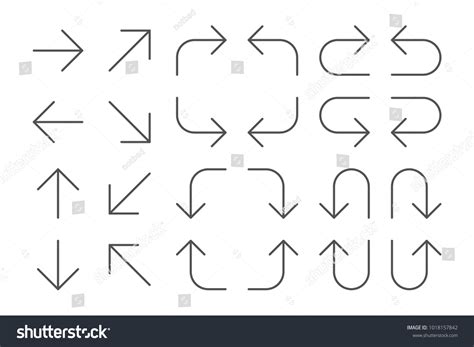 Thin Line Vector Arrows Icon Set Stock Vector Royalty Free Shutterstock