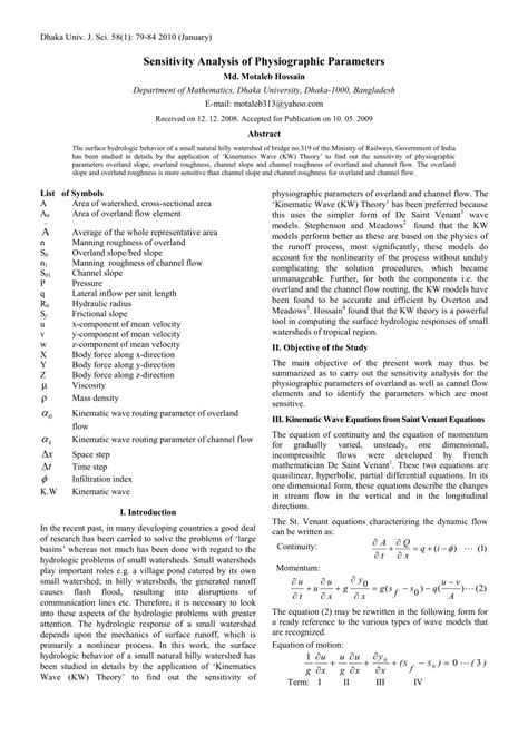 pdf sensitivity analysis of physiographic parameters
