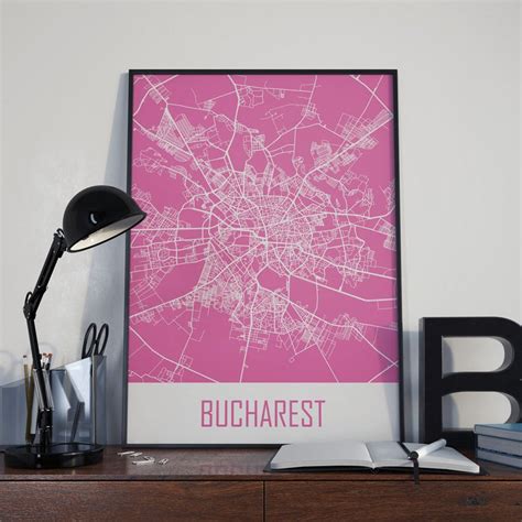 Bucharest Map Bucharest Travel Map Bucharest Street Map Etsy