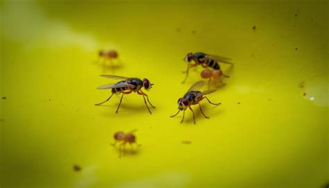 Buzzing Bees On A Yellow Surface Premium Ai Generated Image