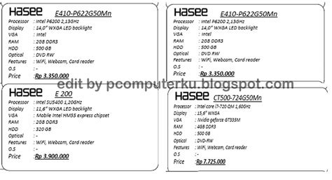 Info Harga Komputer Murah Surabaya Pricelist Harga Laptop Hasee Terbaru